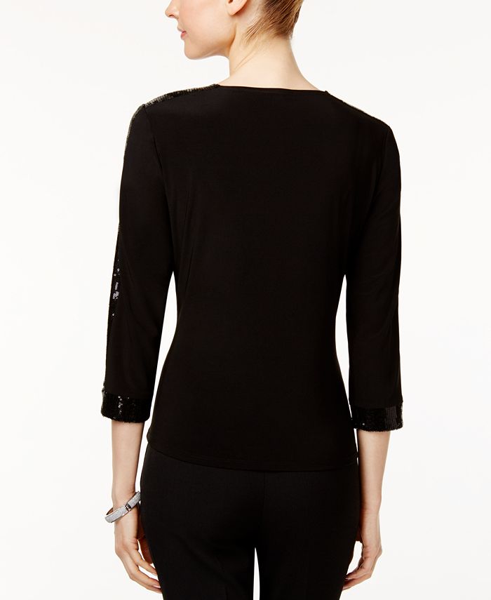 MSK Sequined Faux-Wrap Top - Macy's