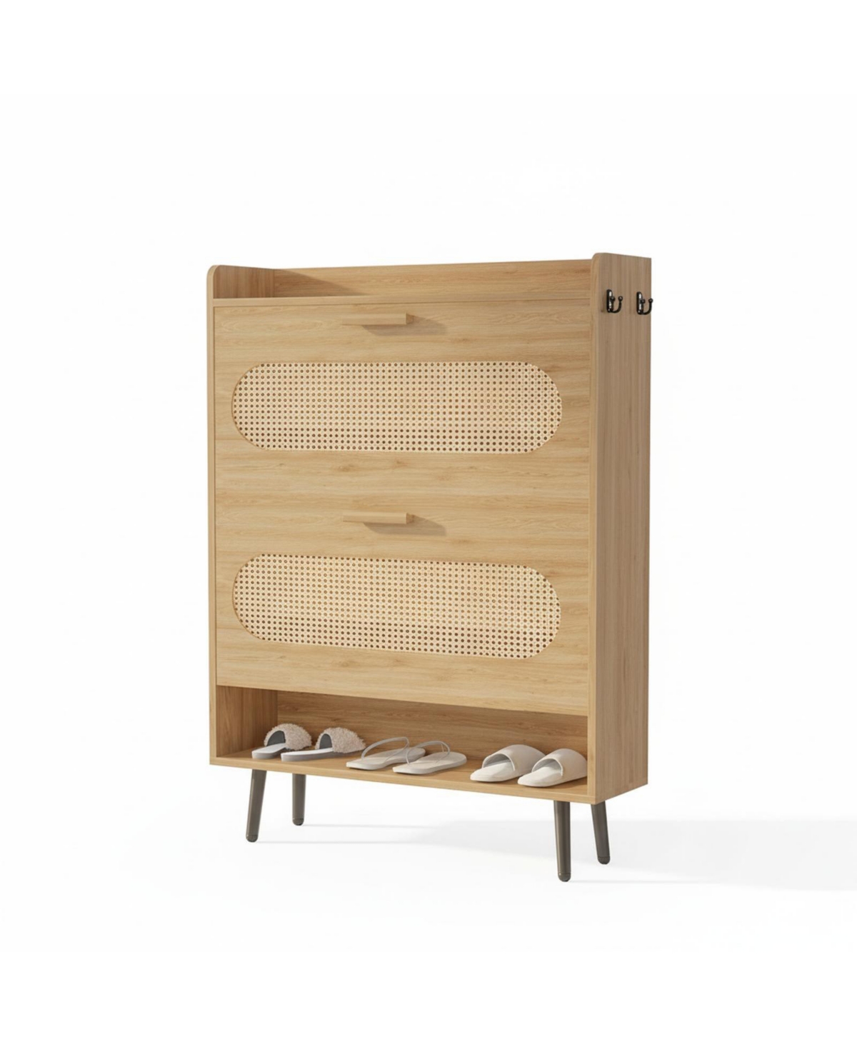 Click here for Yigii Modern Rattan Shoe Cabinet 2 Flip Drawers Op... prices