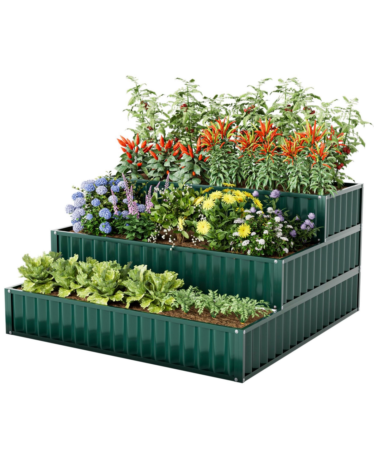 Click here for Sugift Heavy-Duty Metal Outdoor 3-Tier Raised Gard... prices