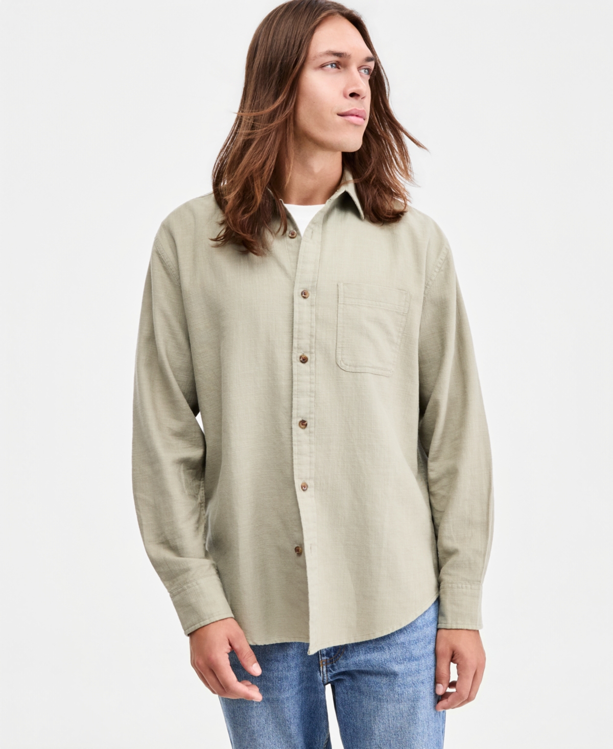 Click here for Sun + Stone Mens 100 Cotton Steven Long-Sleeve Shi... prices