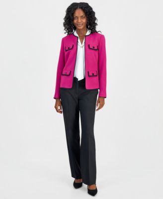 Click here for Kasper Collarless Contrast Piping Jacket Embellish... prices