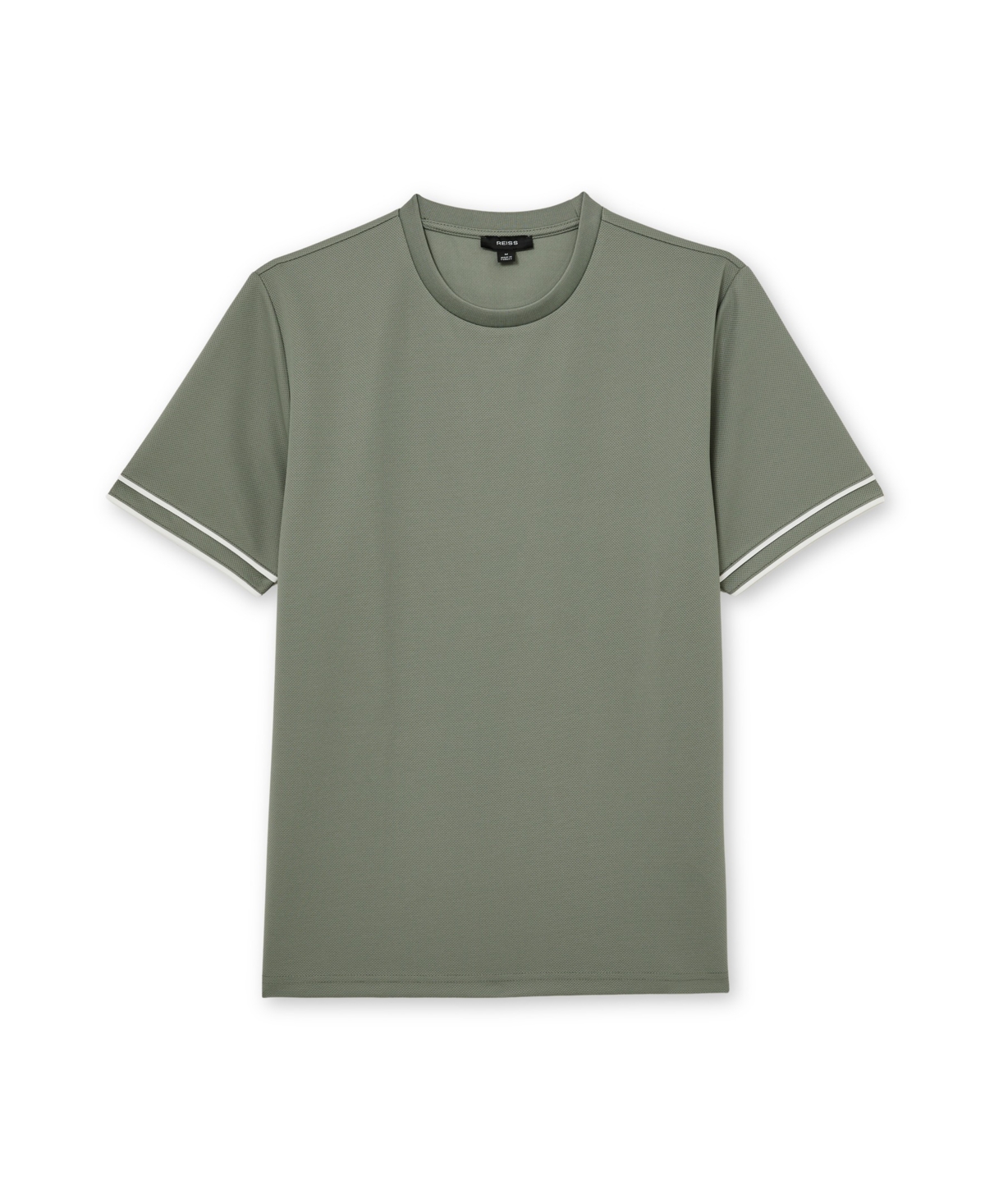 Click here for Reiss Mens Piped-Trim Textured T-Shirt - Sage Gree... prices
