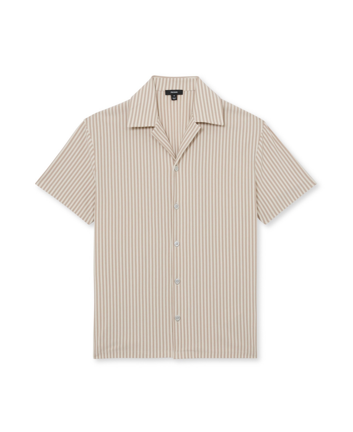 Click here for Reiss Mens Aurelia Stripe Cuban Shirt - Stone  Whi... prices