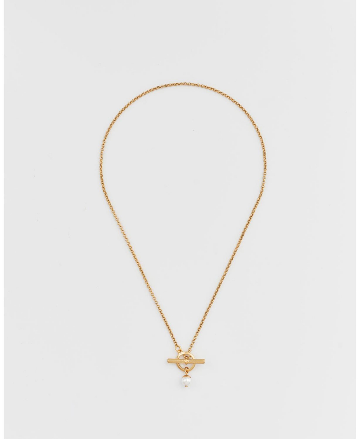 Click here for Fable England Gold Pearl Toggle Charm Necklace - G... prices