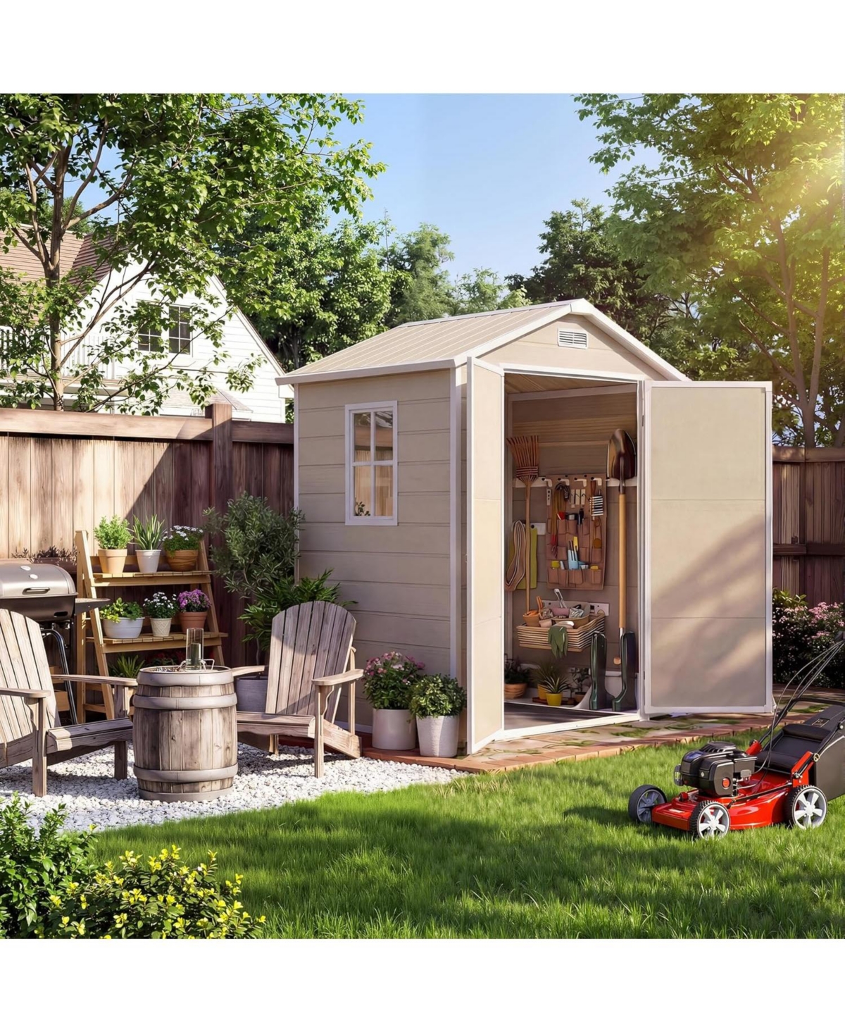 Click here for gaomon Plastic Outdoor Storage Shed with Floor and... prices