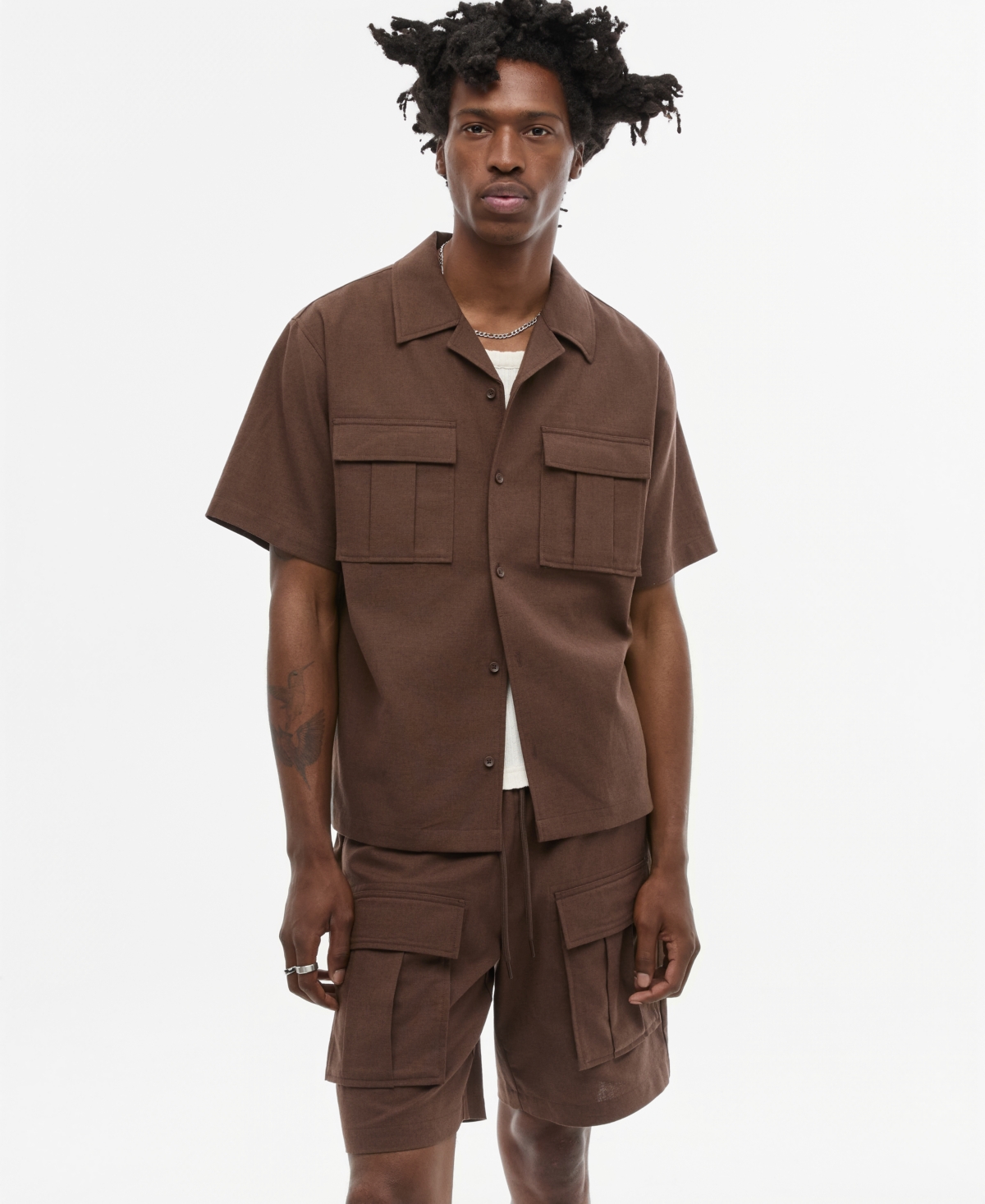 Click here for Mode of One Mens Linen & Cotton Relaxed Utility Sh... prices