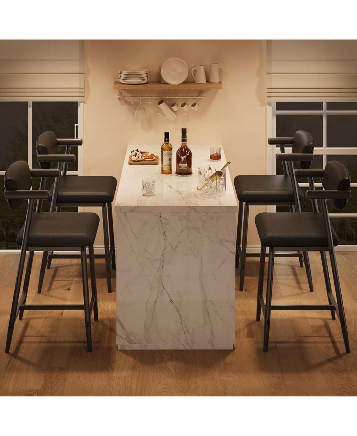 Click here for gaomon Set of 4 Bar Stools with Arms and Back 26 I... prices