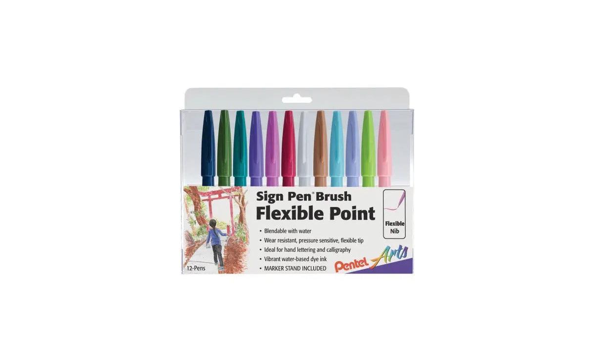 Click here for Pentel Arts Sign Pen Brush Tip  12-Pack Assorted C... prices