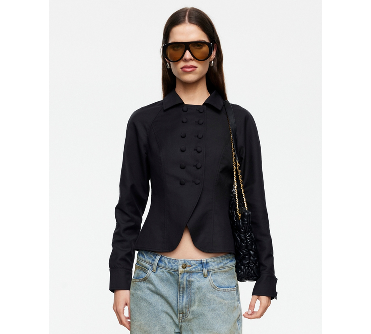 Click here for Lioness Womens Form Button-Front Jacket - Noir prices