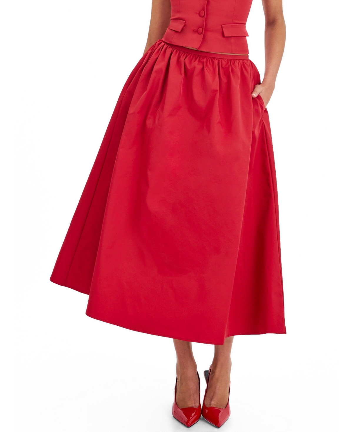 Click here for Miss Circle Womens Ursel Crimson Gathered A-Line M... prices