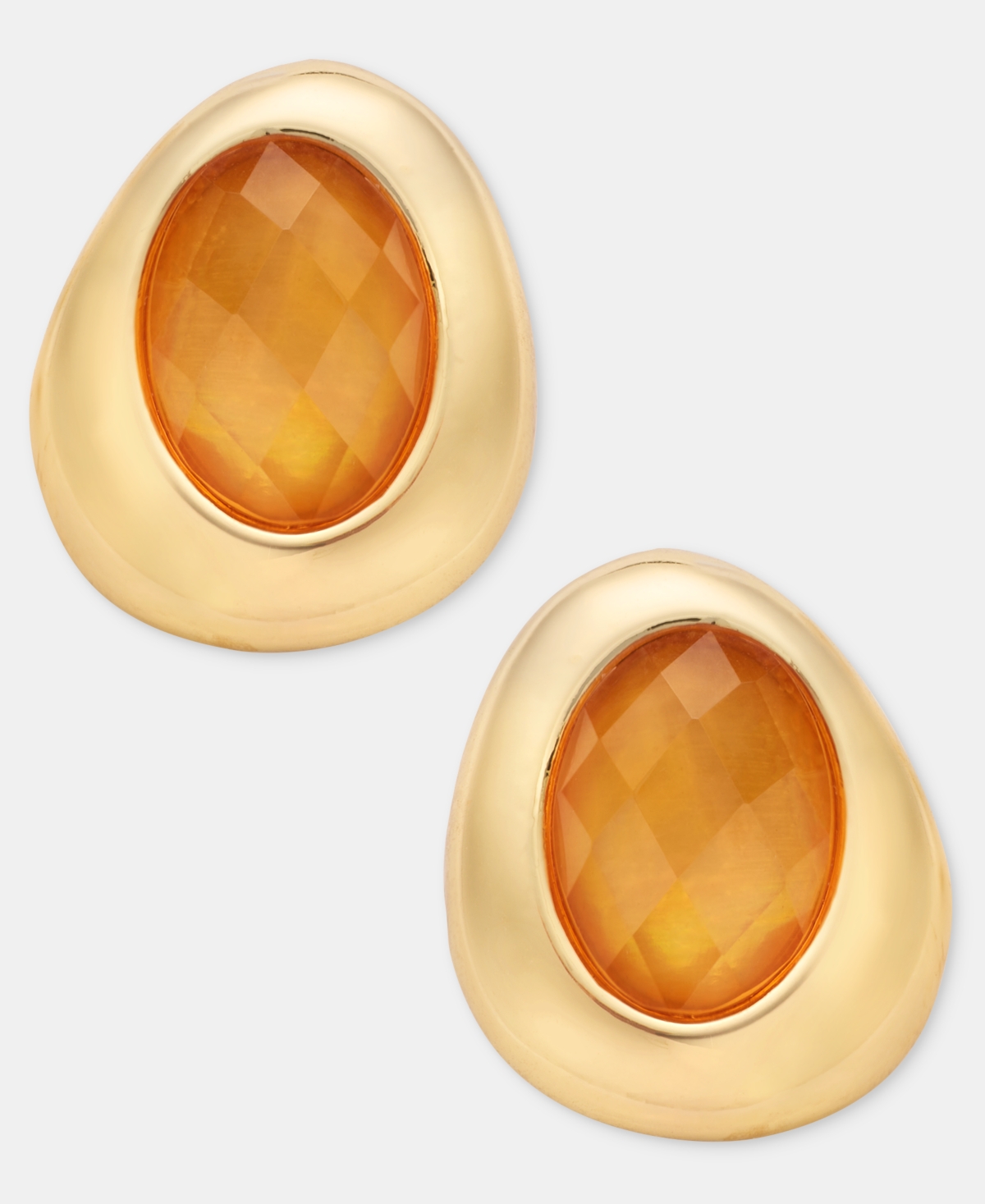 Click here for Anne Klein Stone Pebble Button Earrings - Orange prices