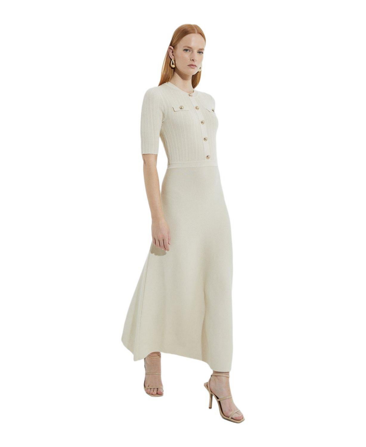 Click here for Karen Millen Womens Rib Knit Military Trim Maxi Dr... prices