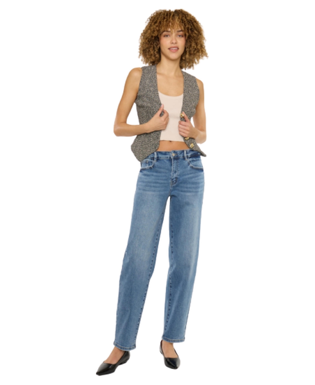 Click here for KanCan Womens Grace High Rise Slim Barrel Jeans -... prices