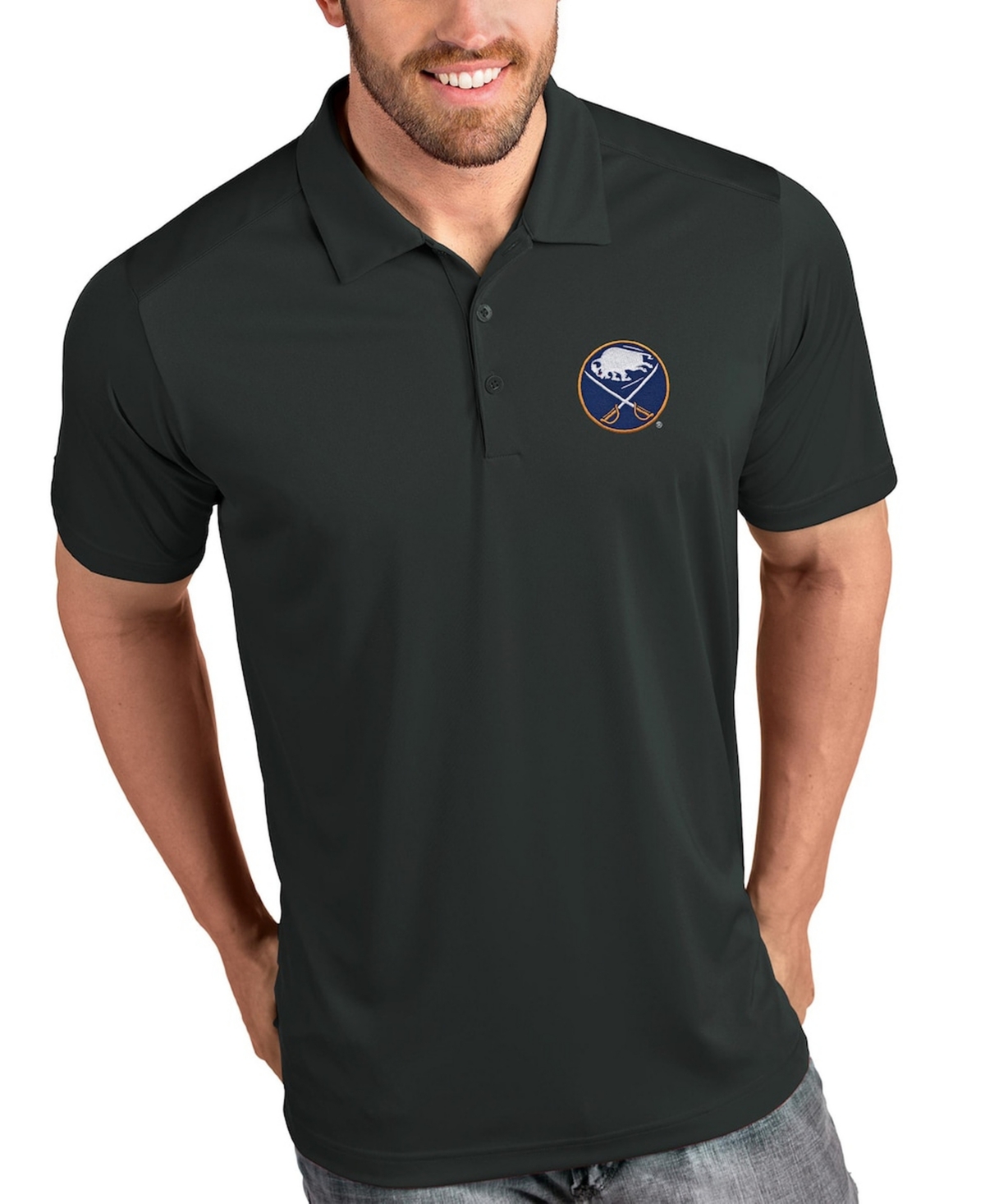 Click here for Antigua Mens Gray Buffalo Sabres Tribute Polo Shir... prices
