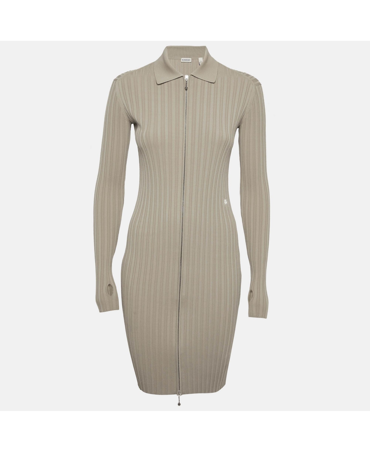 Click here for Pre-Owned Burberry Womens Limestone Rib Knit Zip-U... prices