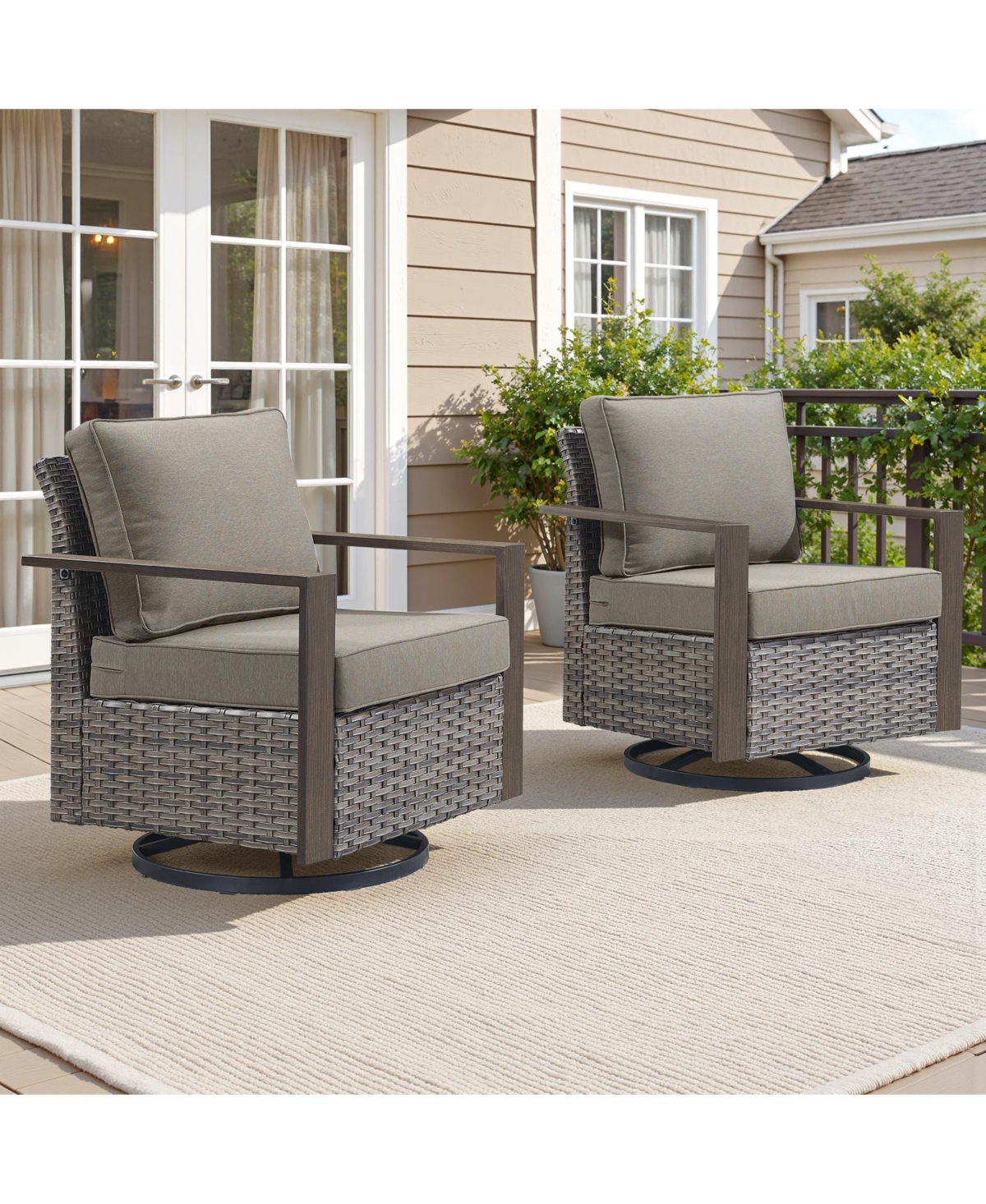 Click here for Pocassy Outdoor Swivel Chairs Set of 2 Patio Wicke... prices