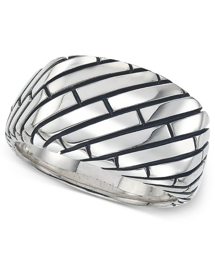 Esquire Men's Jewelry Patterned Ring in Sterling Silver, Created for ...