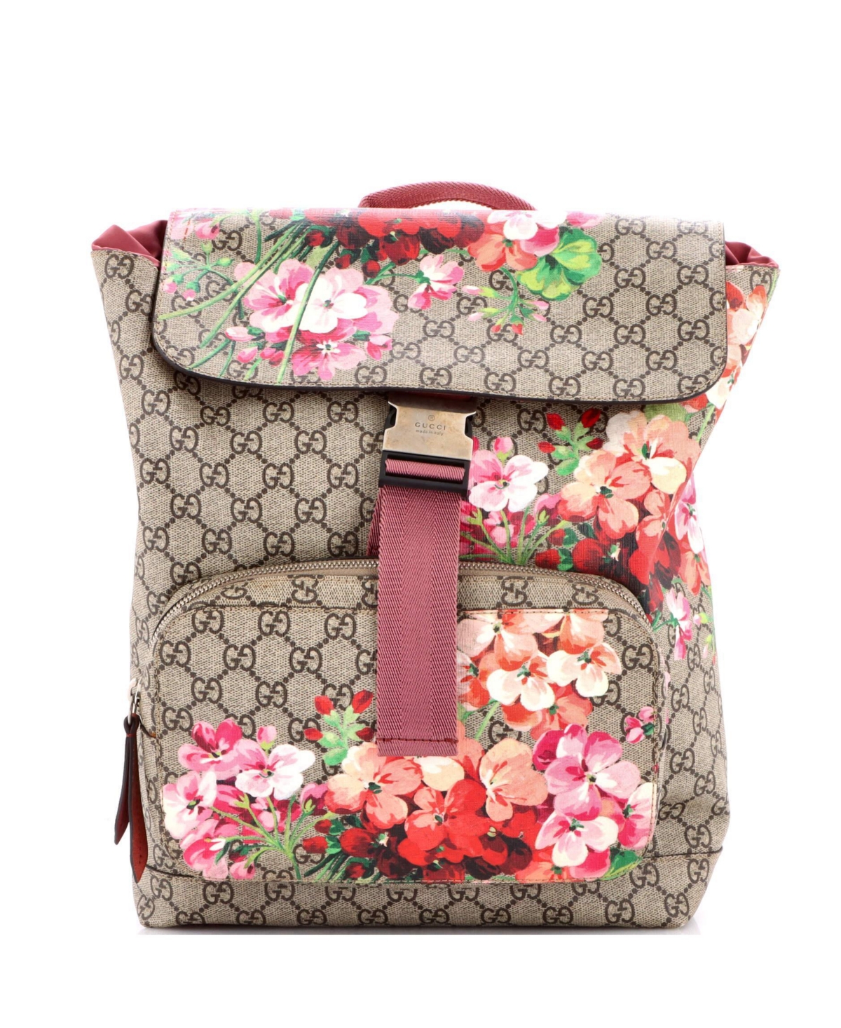 Click here for Pre-Owned Gucci Medium Buckle Backpack Blooms Prin... prices