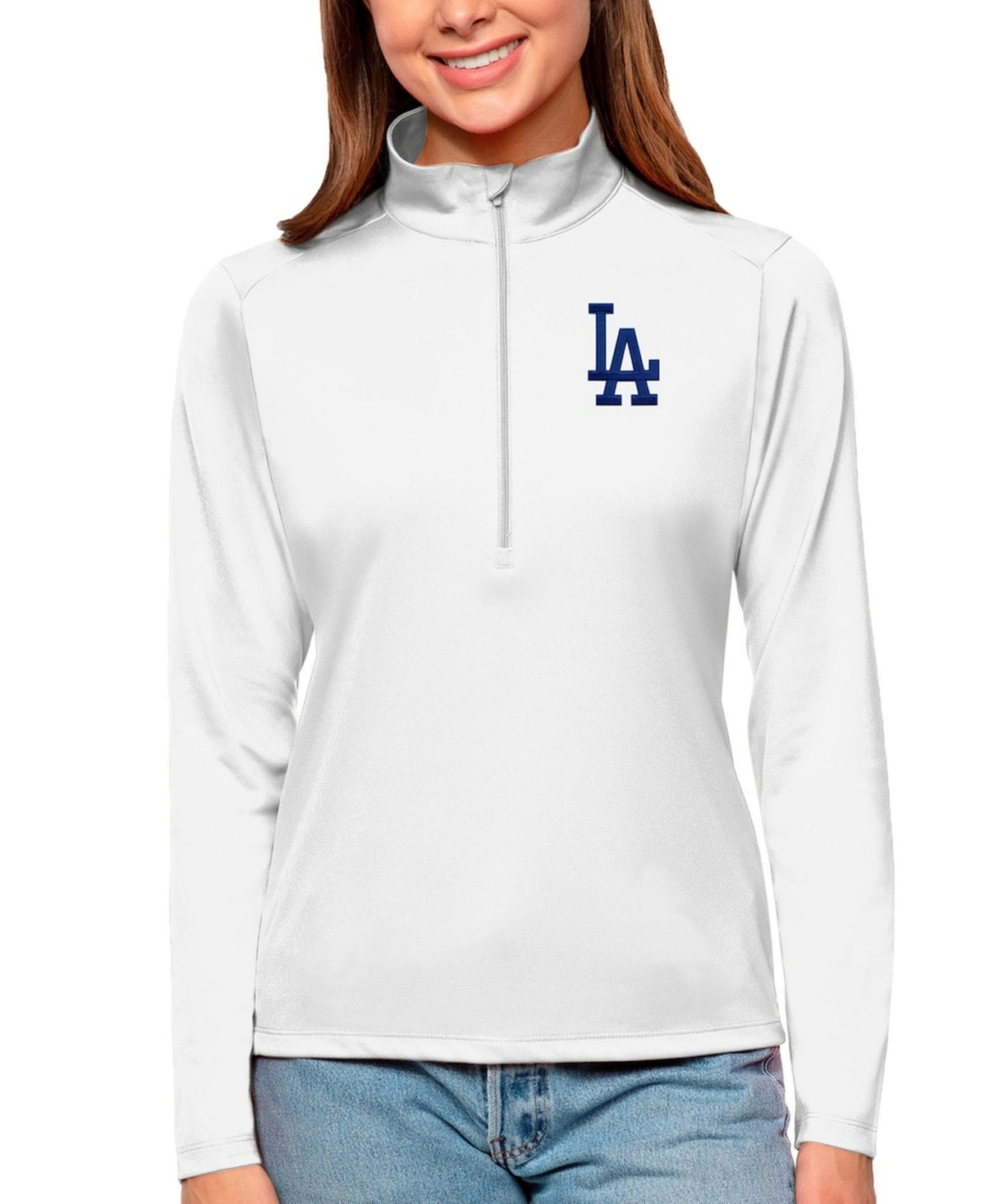 Click here for Antigua Womens White Los Angeles Dodgers Tribute Q... prices