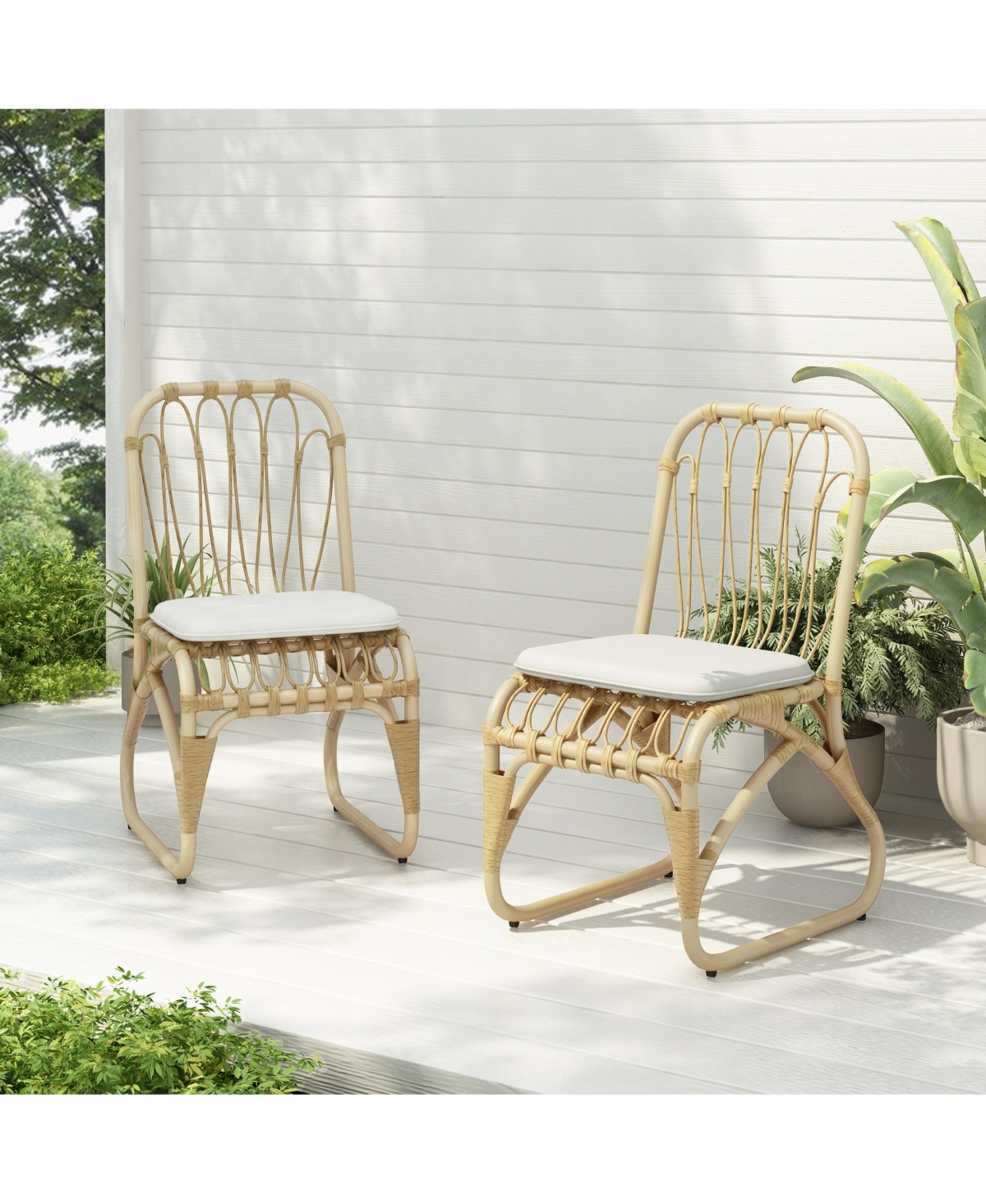 Click here for Clihome 2Pcs Outdoor Pe Rattan Dining Chairs with... prices