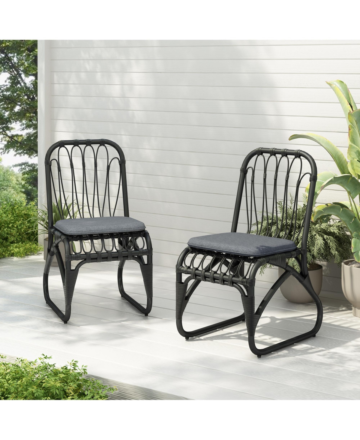 Click here for Clihome 2Pcs Outdoor Pe Rattan Dining Chairs with... prices