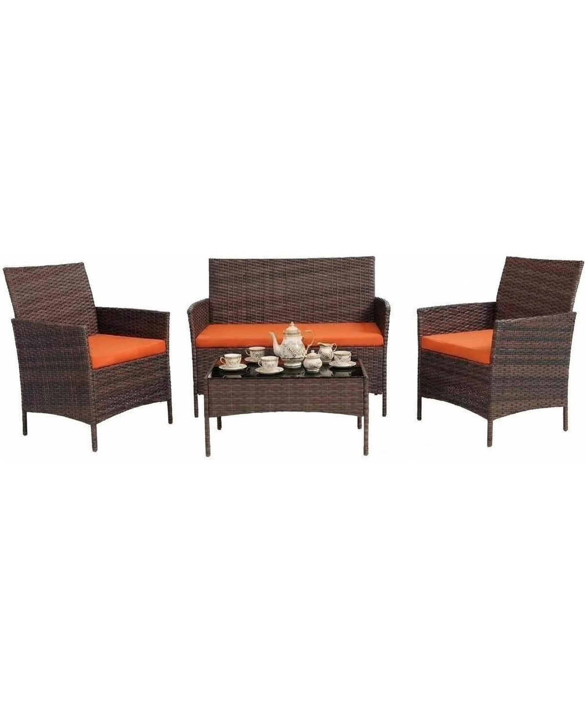 Click here for gaomon 4-Piece All-Weather Rattan Patio Furniture... prices