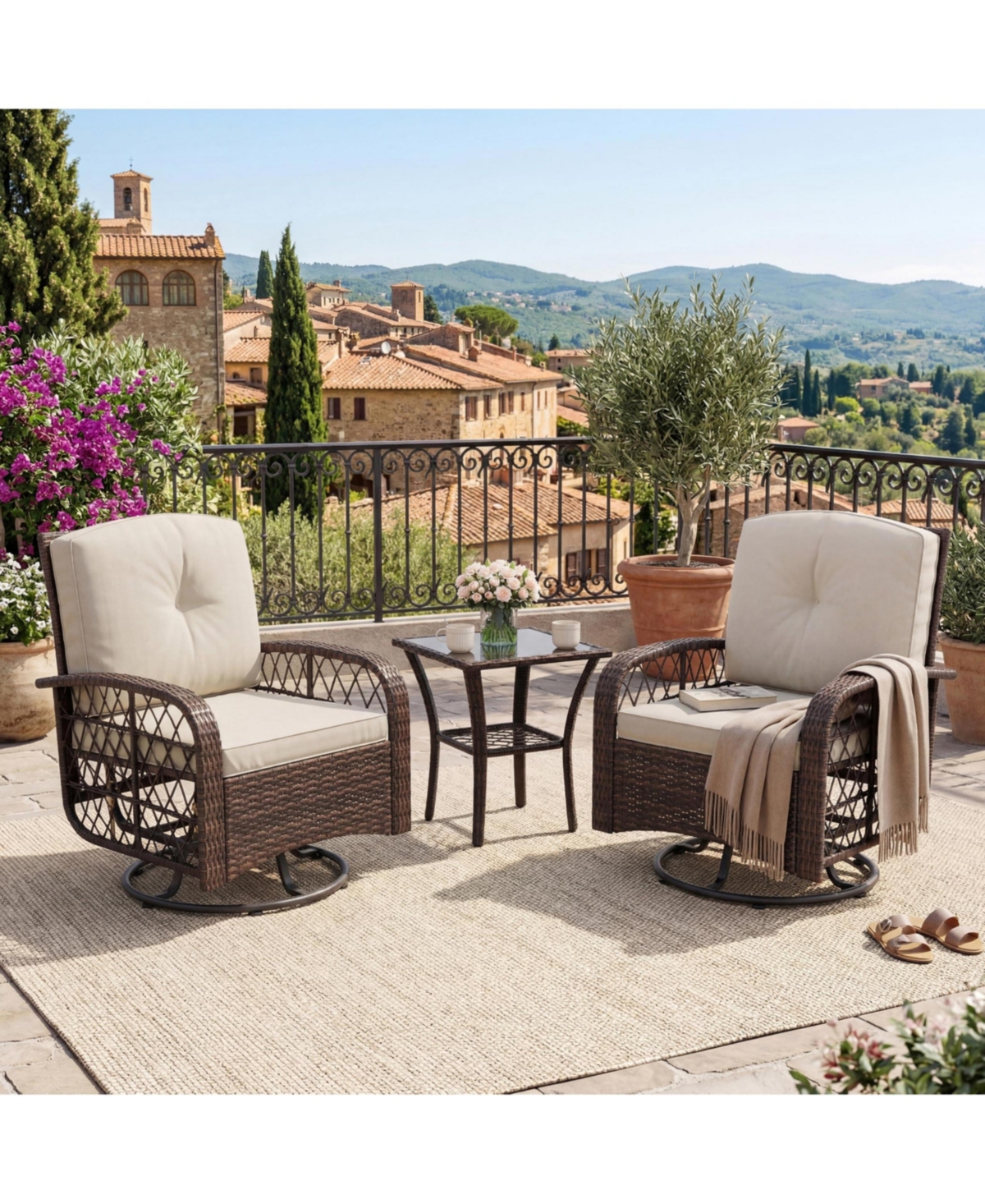 Click here for gaomon 3-Piece Patio Swivel Rocker Chair Set  Outd... prices