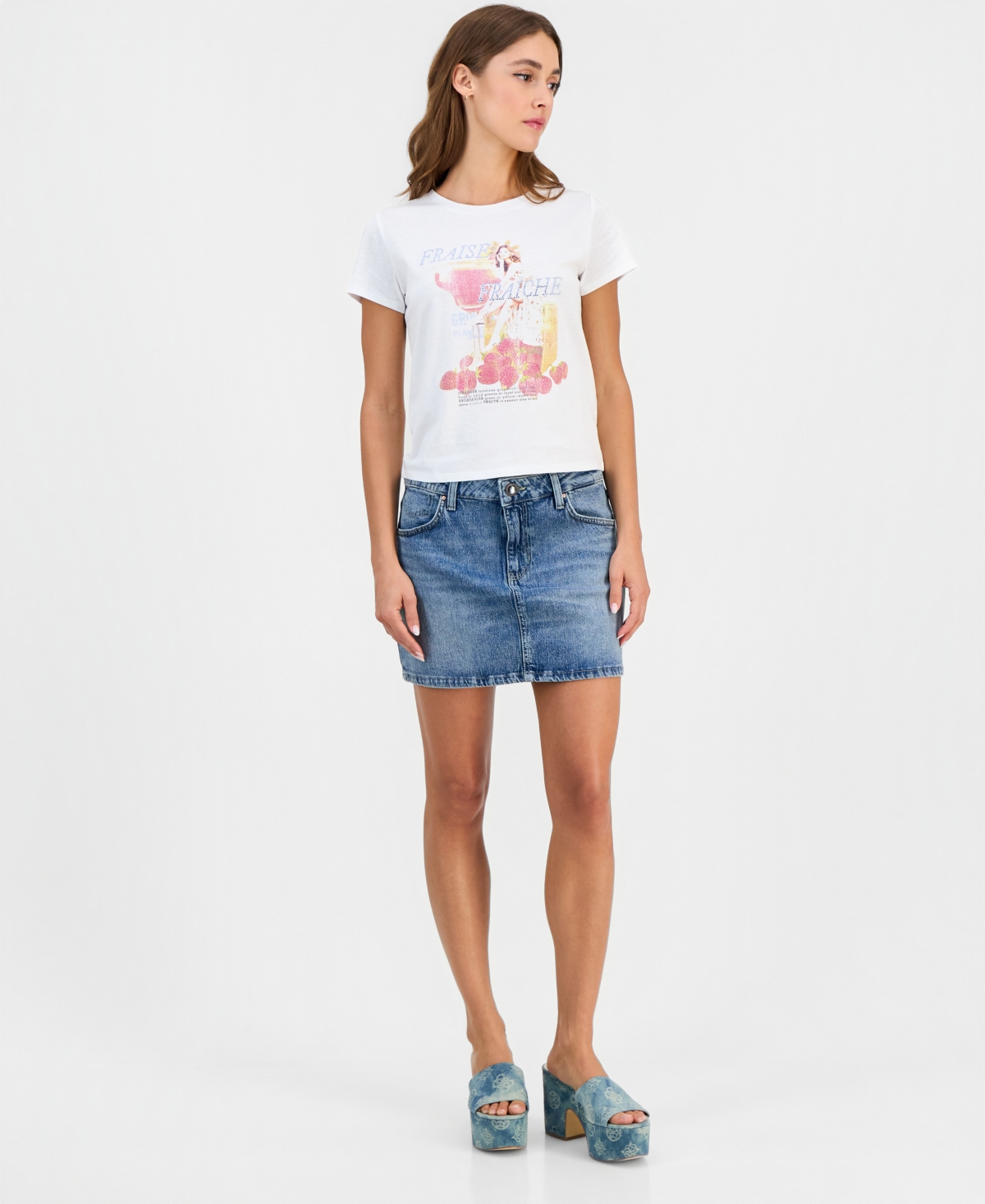 Click here for Guess Womens Faith Stretch Denim Mini Skirt - EASY... prices