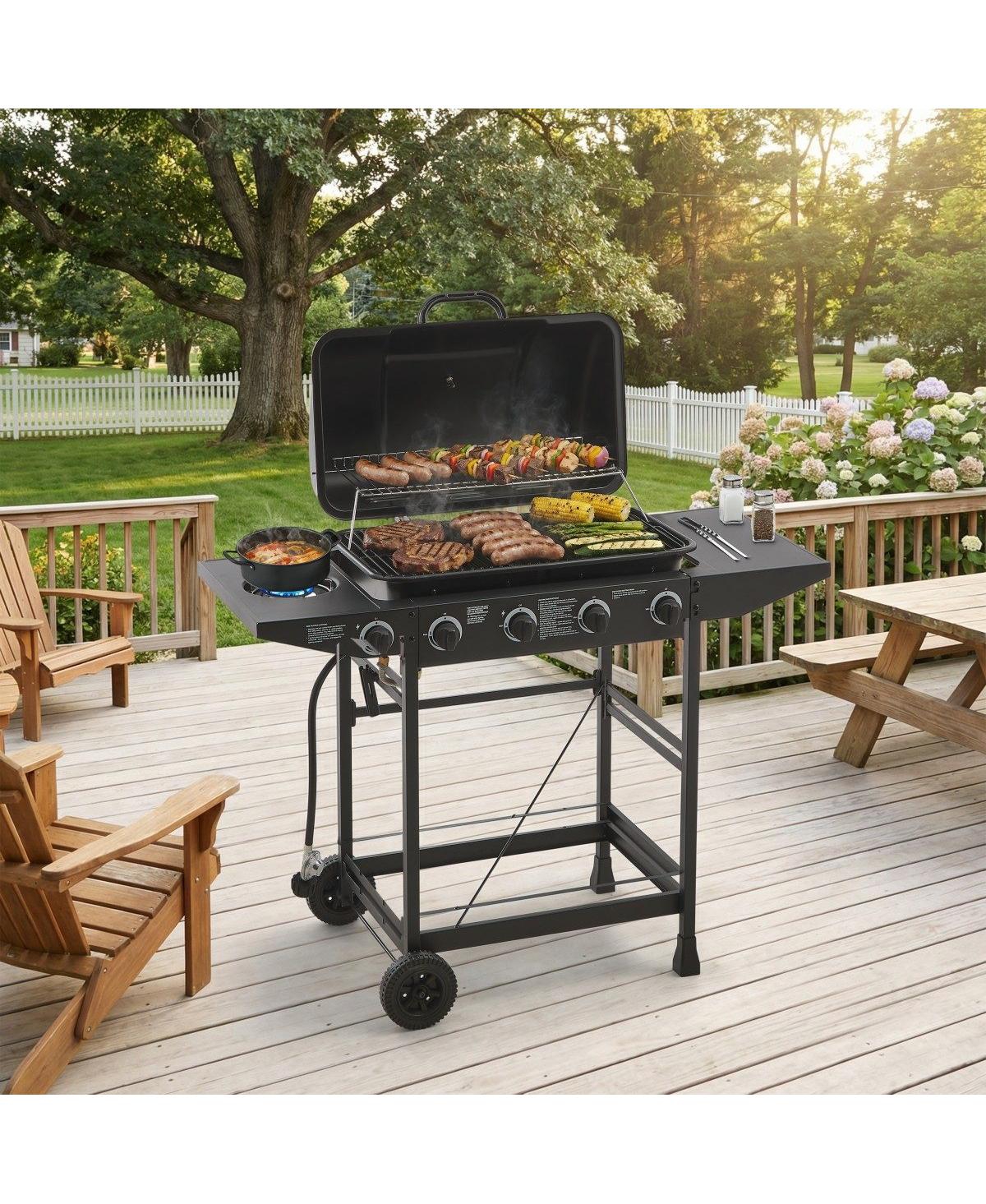 Click here for Asagikoiai 4 Burner Bbq Gas Grill with Side Burner... prices