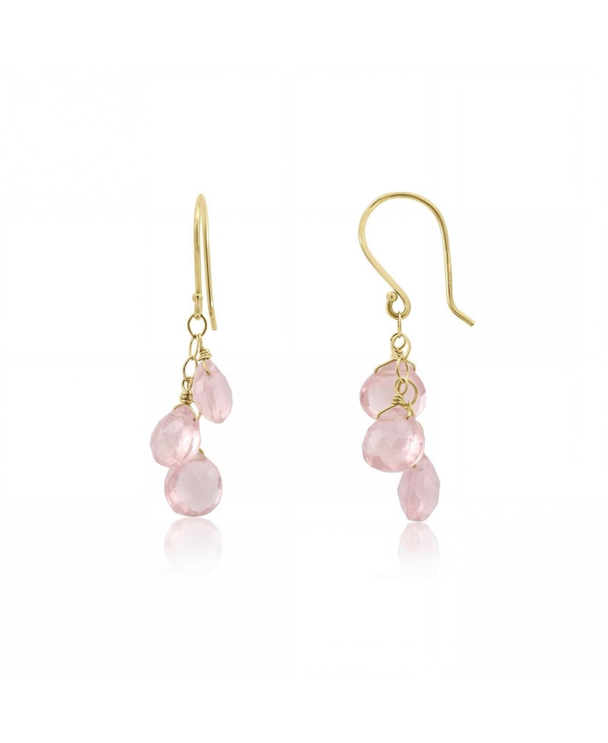 Click here for The Lovery Rose Quartz Bead Dangle Earrings 14K -... prices