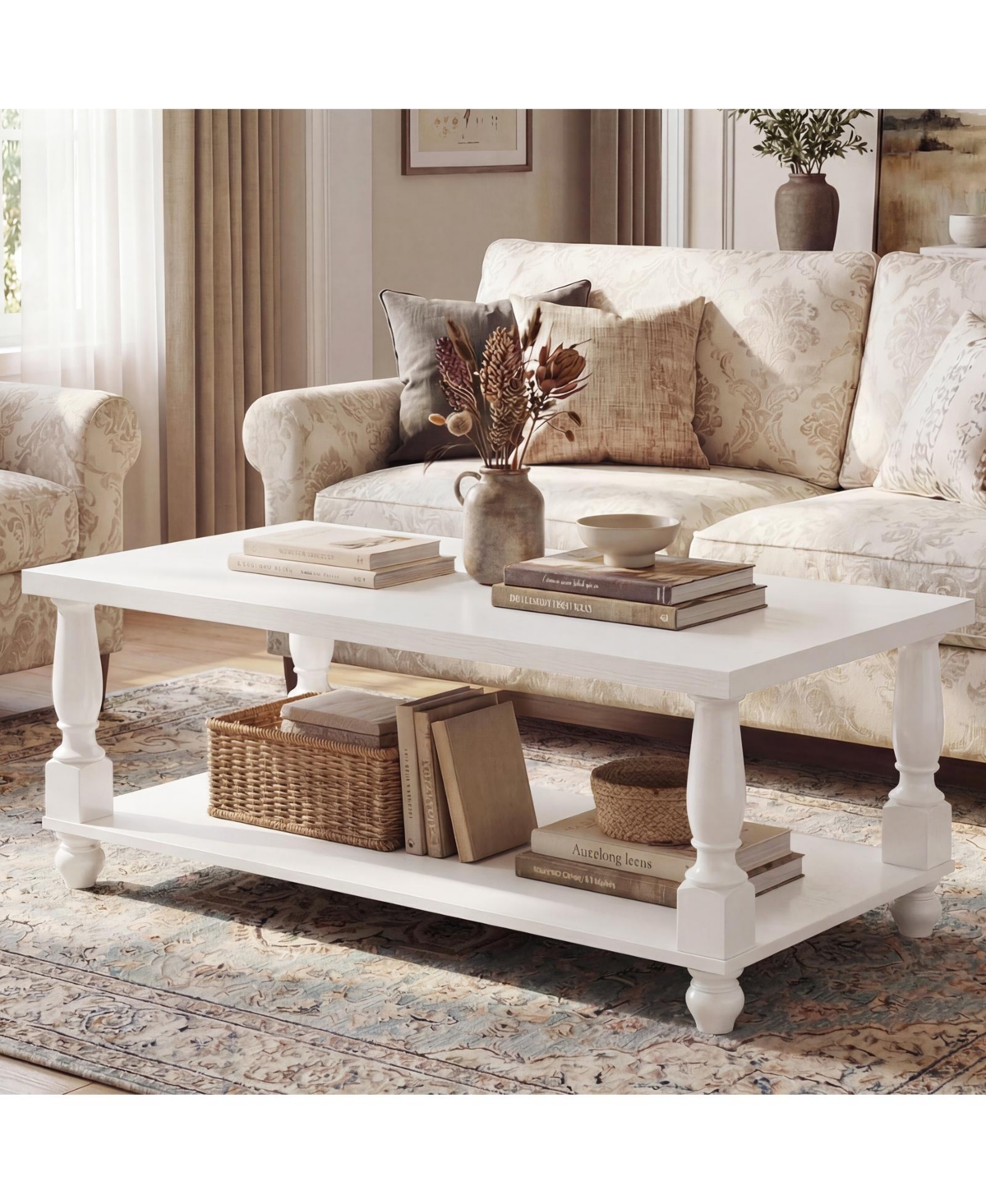 Click here for Aheaplus Farmhouse Coffee Table with Solid Turned... prices