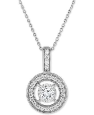 TruMiracle Diamond Halo Pendant Necklace 1 2 ct. t.w. in 14k White Gold Macy s