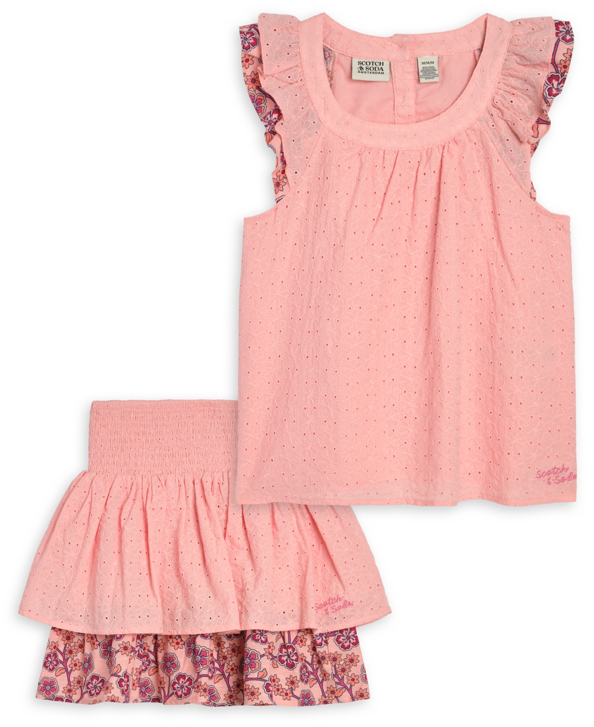 Click here for Scotch & Soda Girls 4-6X Eyelet Ruffle Top and Tie... prices