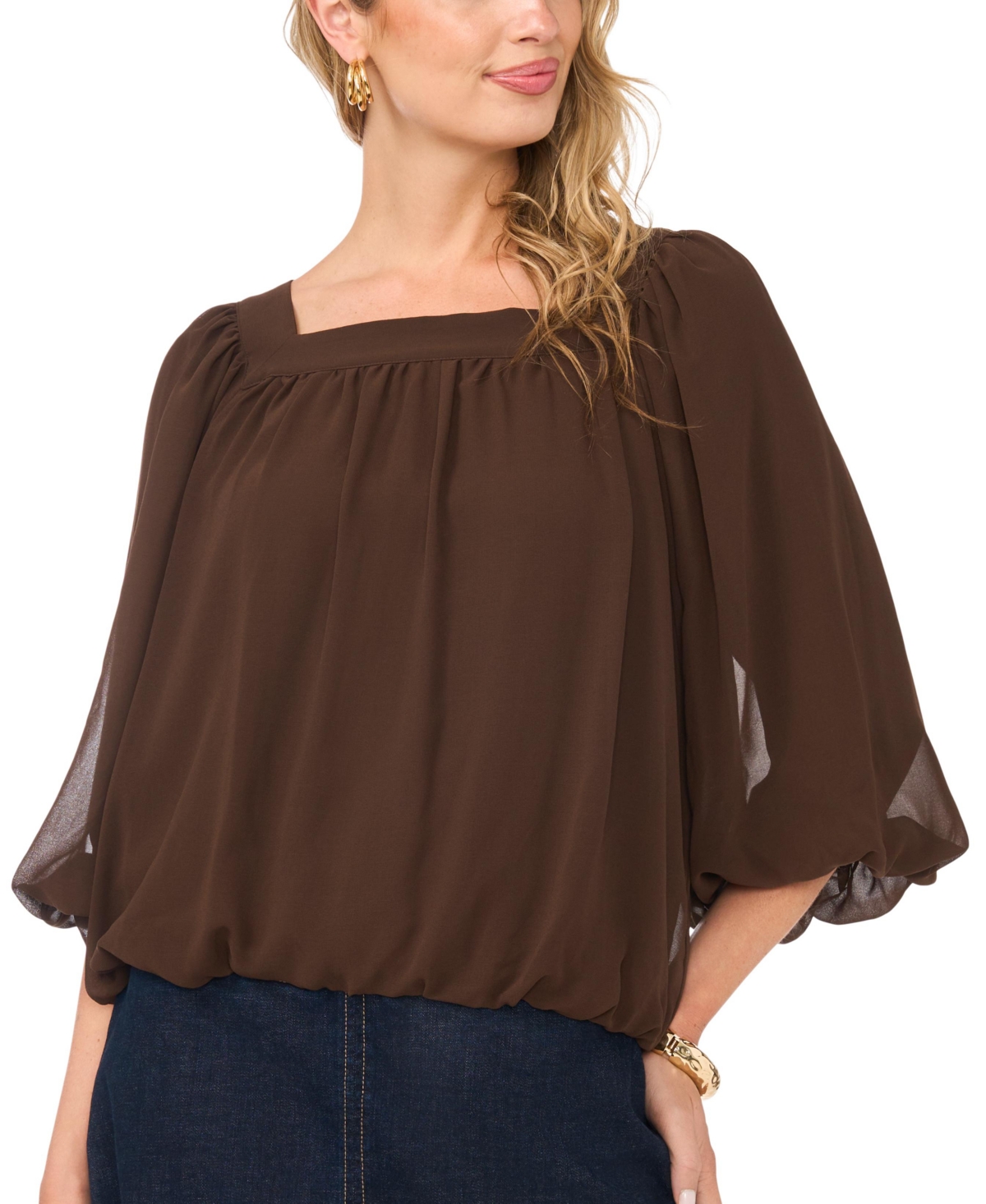 Click here for Vince Camuto Womens Square Neck Bubble Blouse - Ri... prices