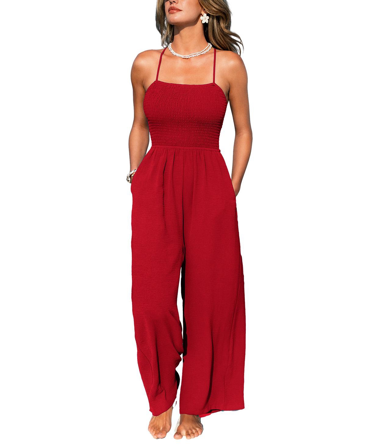 Click here for Cupshe Womens Sea Change Blue Jumpsuit - Dark red prices