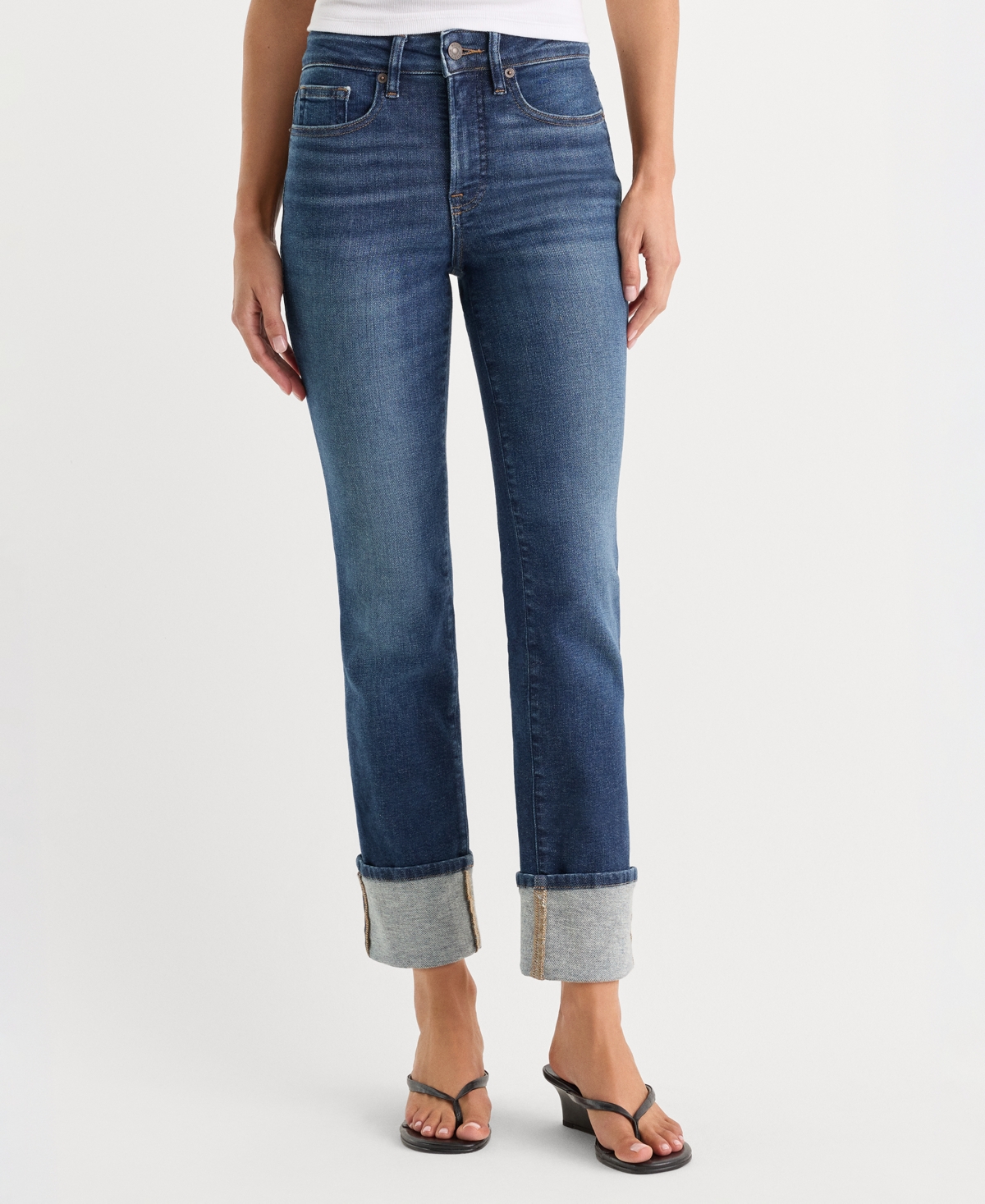 Click here for Good American Womens Straight Mid-Rise Jeans - Ind... prices