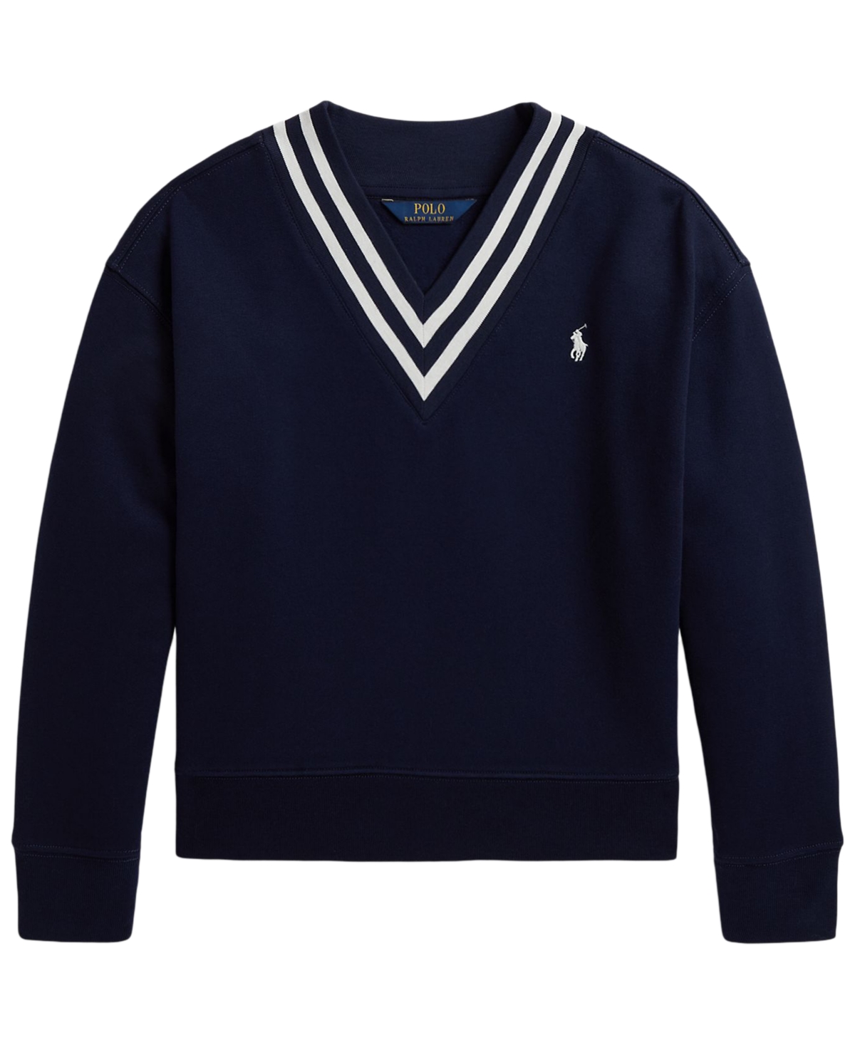 Click here for Polo Ralph Lauren Girls 7-16 Striped Fleece V-Neck... prices