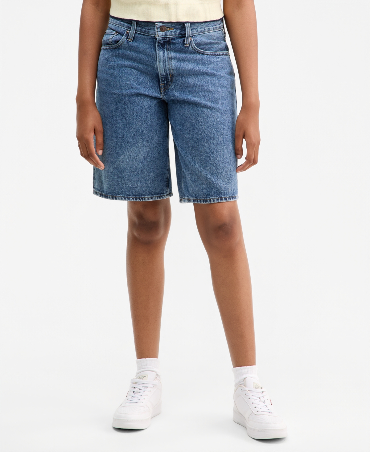 Click here for Levis Womens Mid Rise Baggy Shorts - Twisted Stone prices