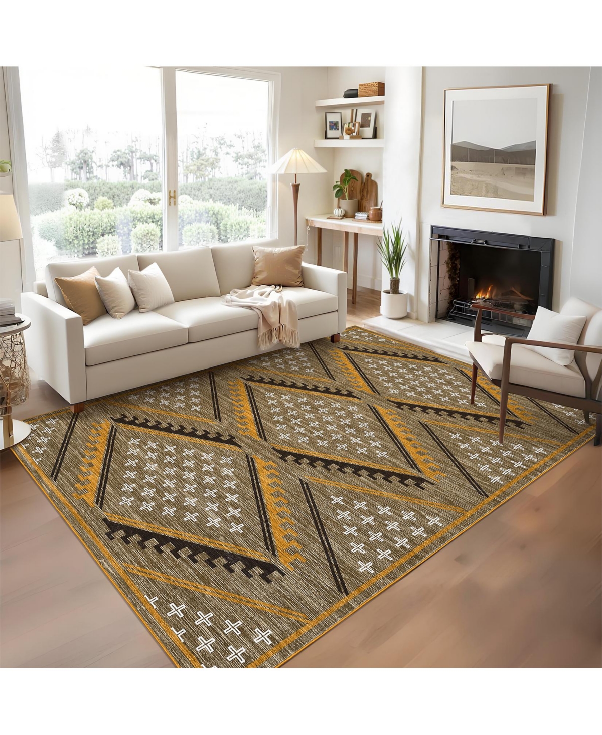 Click here for gaomon Washable Area Rug 8 x 10  Vintage Geometric... prices