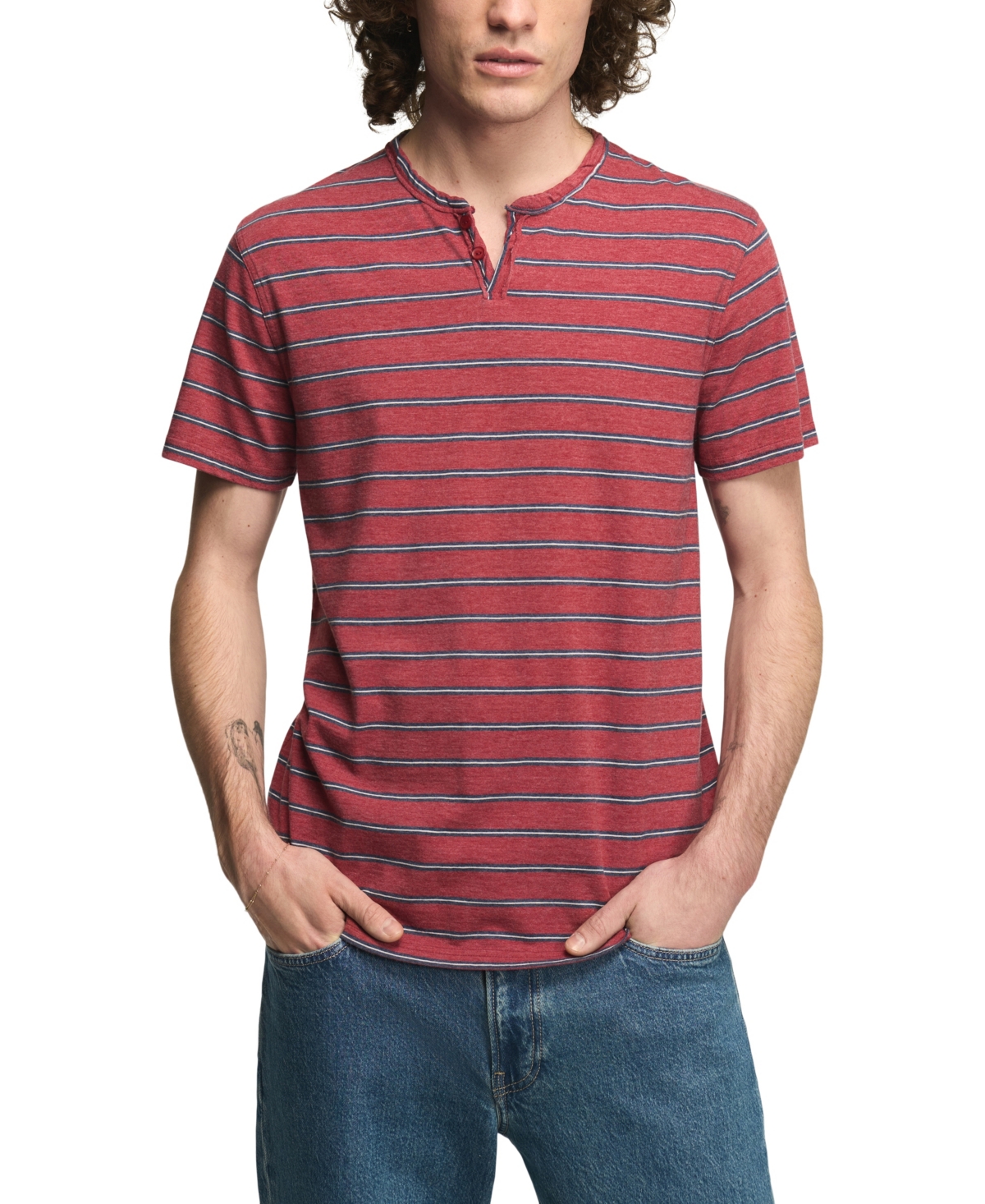 Click here for Lucky Brand Mens Striped Venice Burnout Notch Neck... prices