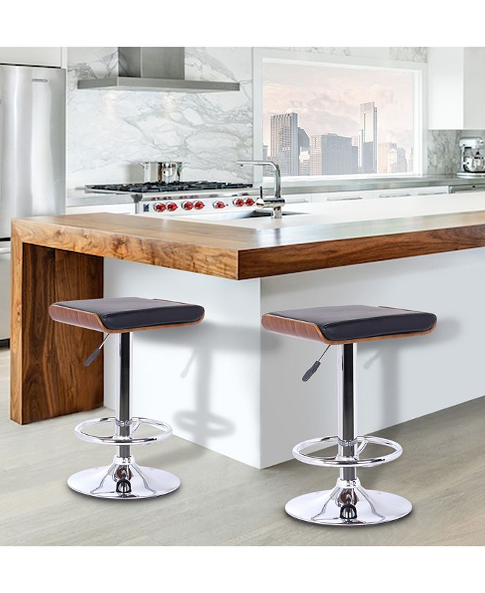 Armen Living Java Barstool in Chrome finish with Walnut wood and Cream ...