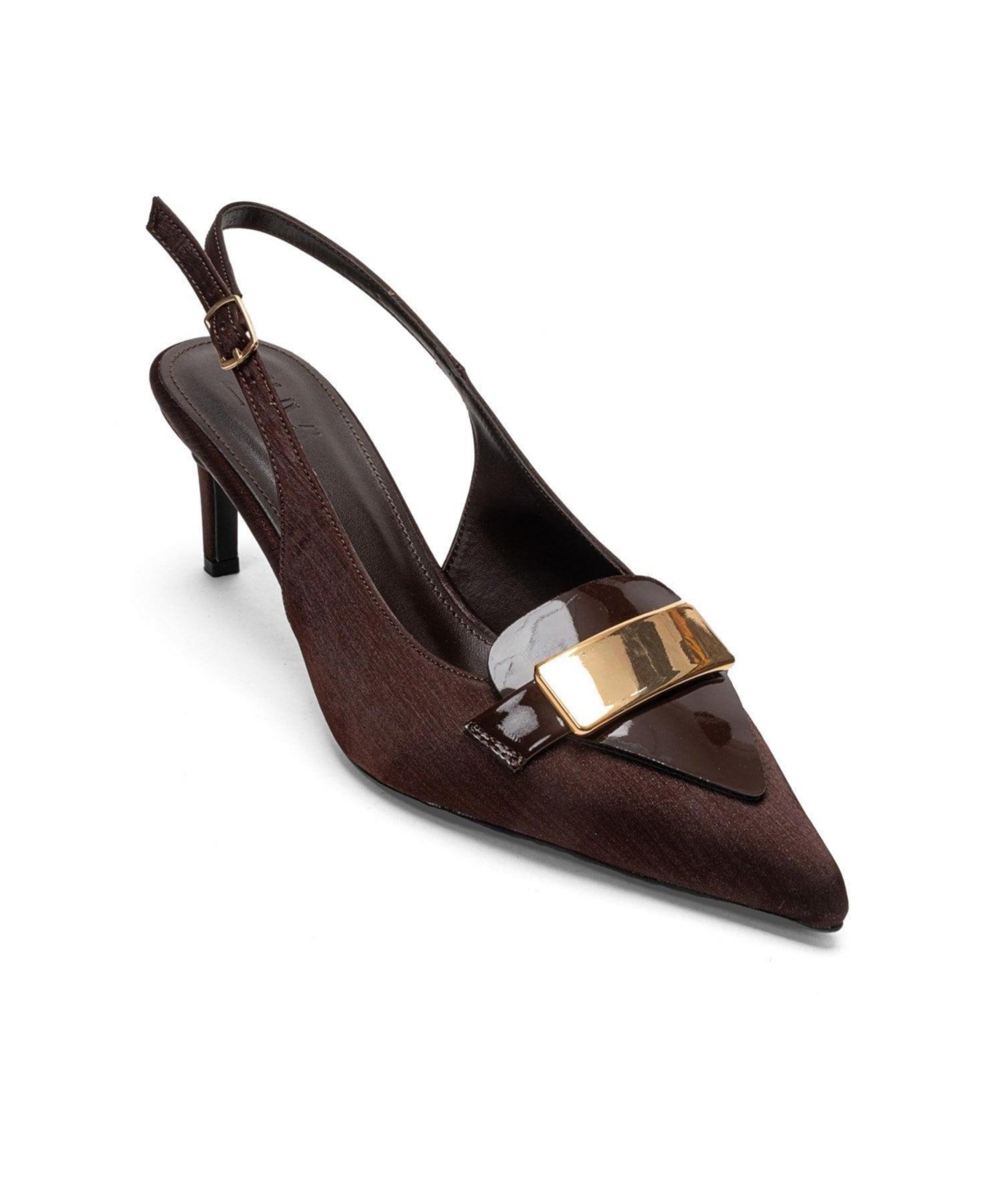 Click here for Prologue Shoes Sollenne Stiletto Pump - Brown sati... prices
