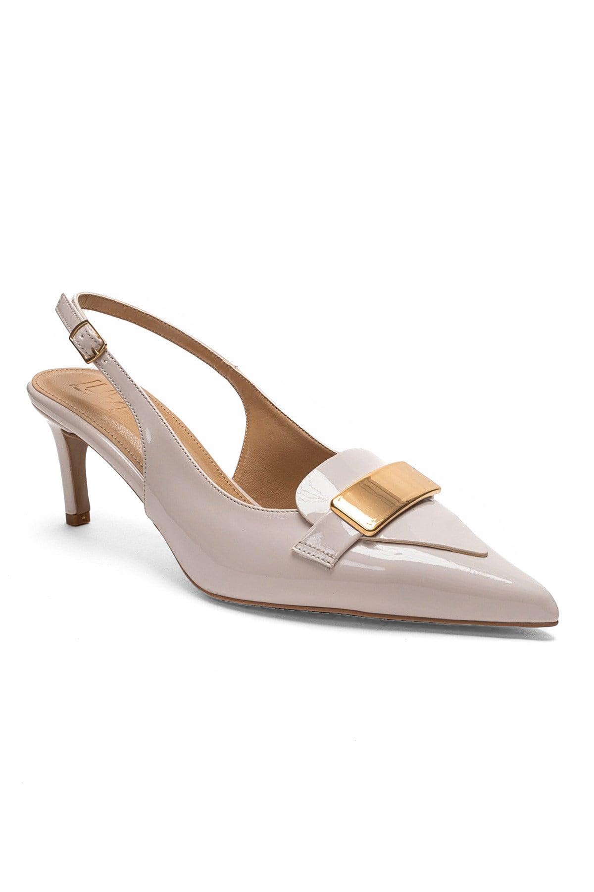 Click here for Prologue Shoes Sollenne Stiletto Pump - Ecru paten... prices