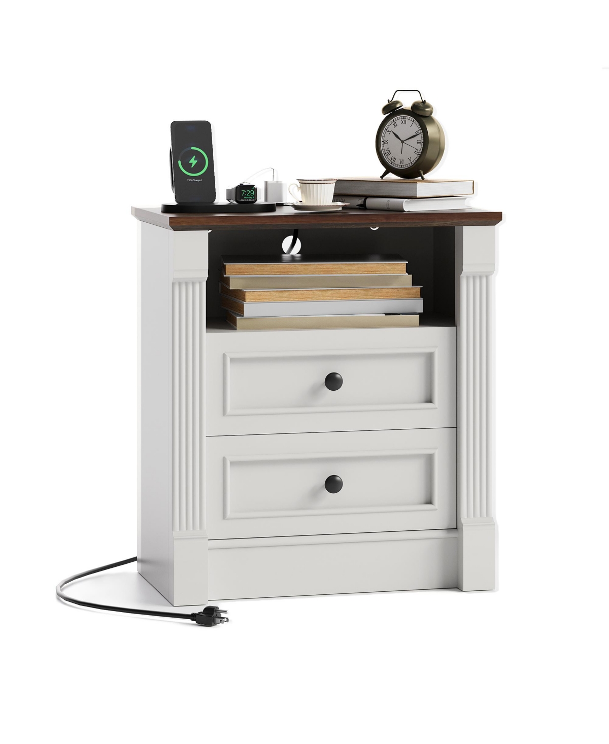 Click here for homfan Farmhouse Nightstand with Charging Station... prices