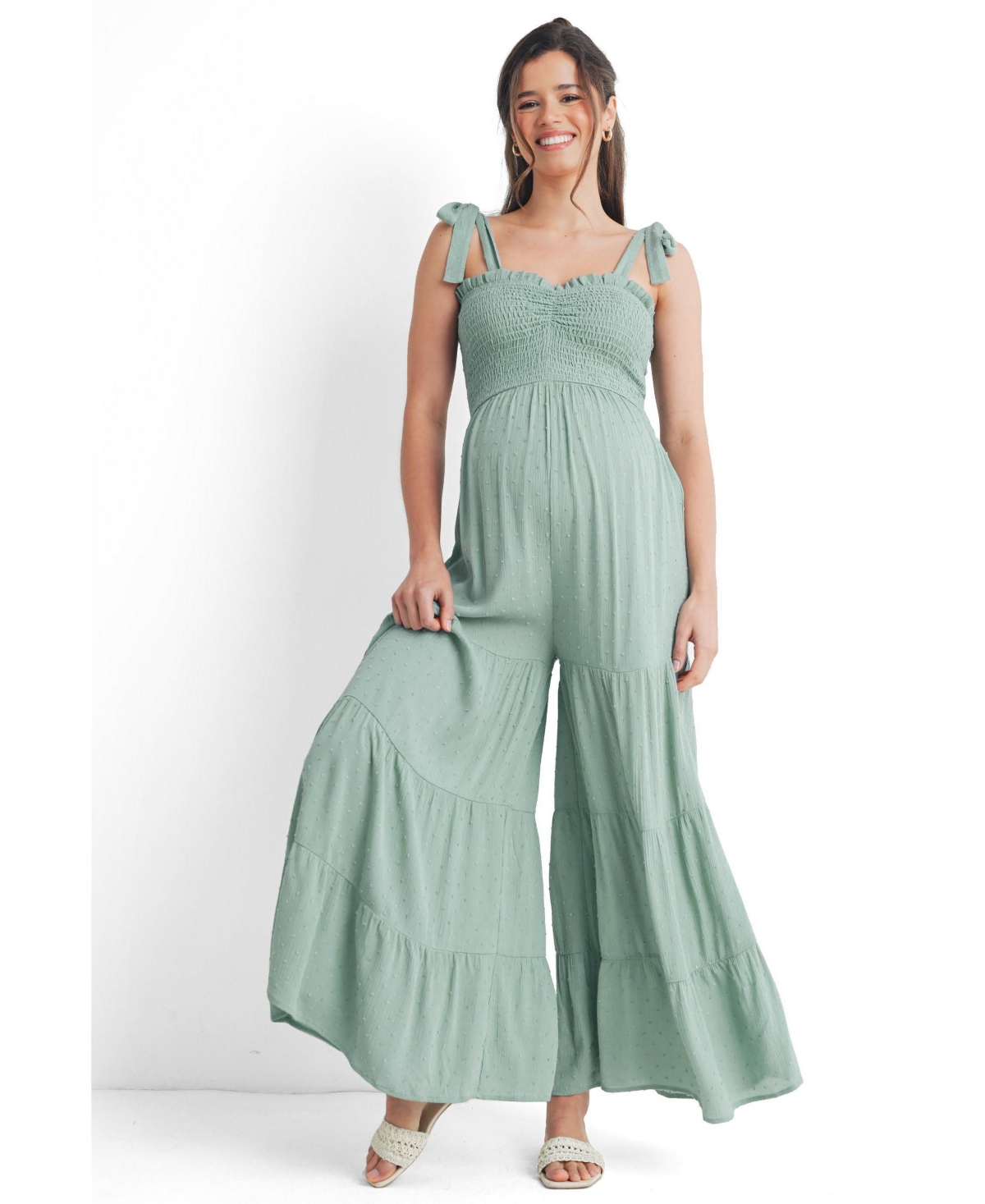 Click here for Hello Miz Maternity Sleeveless Smocked Wide Leg Ju... prices