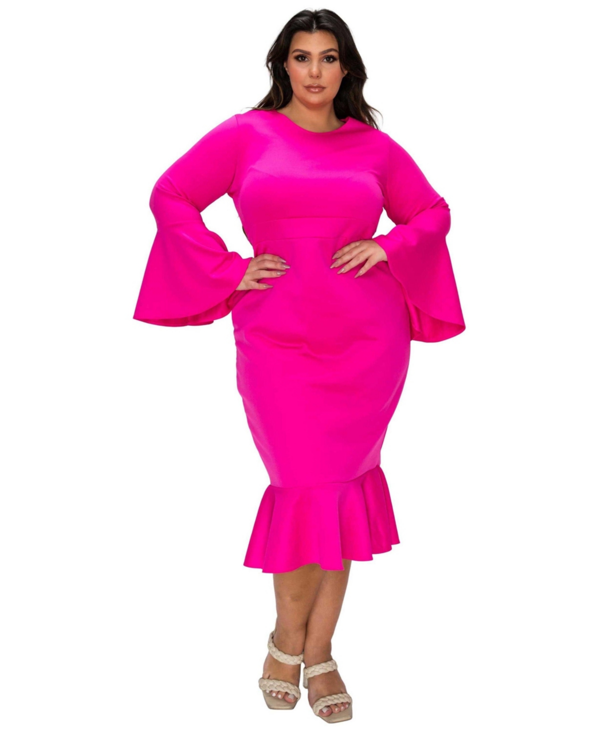 Click here for L I V D Womens Plus Size Sabrina Mermaid Hem Dress... prices