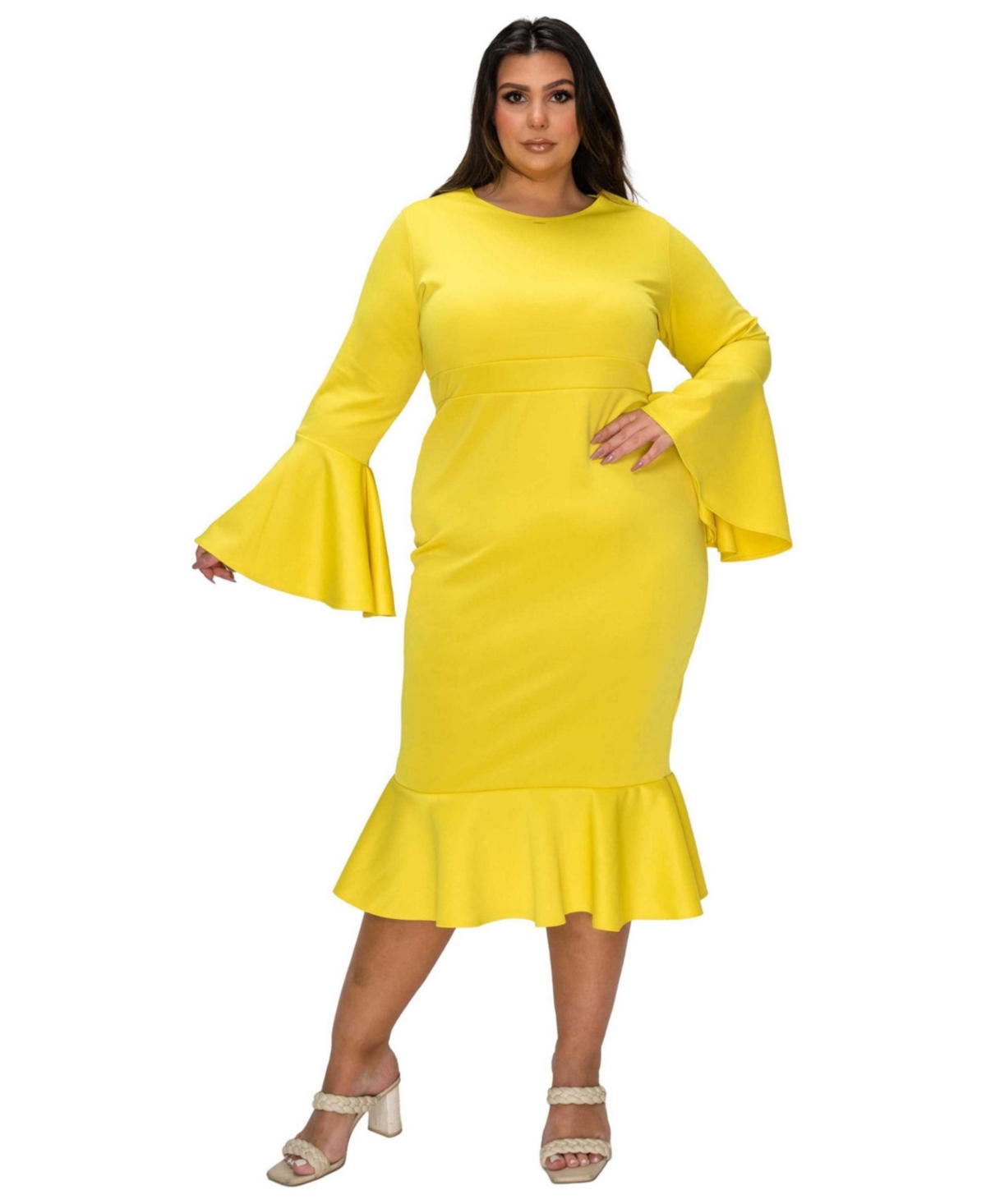 Click here for L I V D Womens Plus Size Sabrina Mermaid Hem Dress... prices