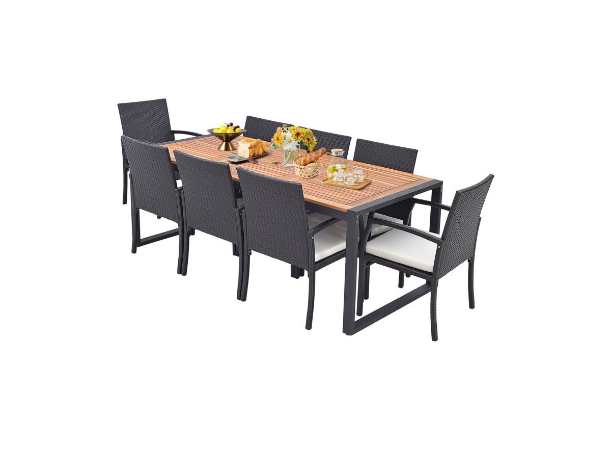 Click here for Mondawe 9 Piece Patio Rattan Dining Set with Acaci... prices