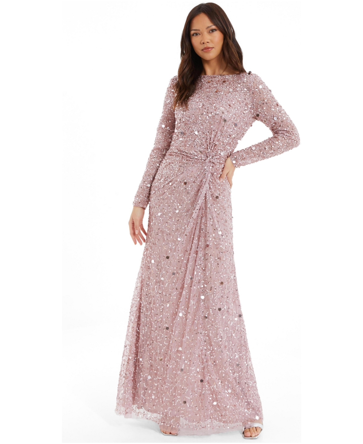 Click here for Quiz Womens Embellished Twist Detail Evening Dress... prices