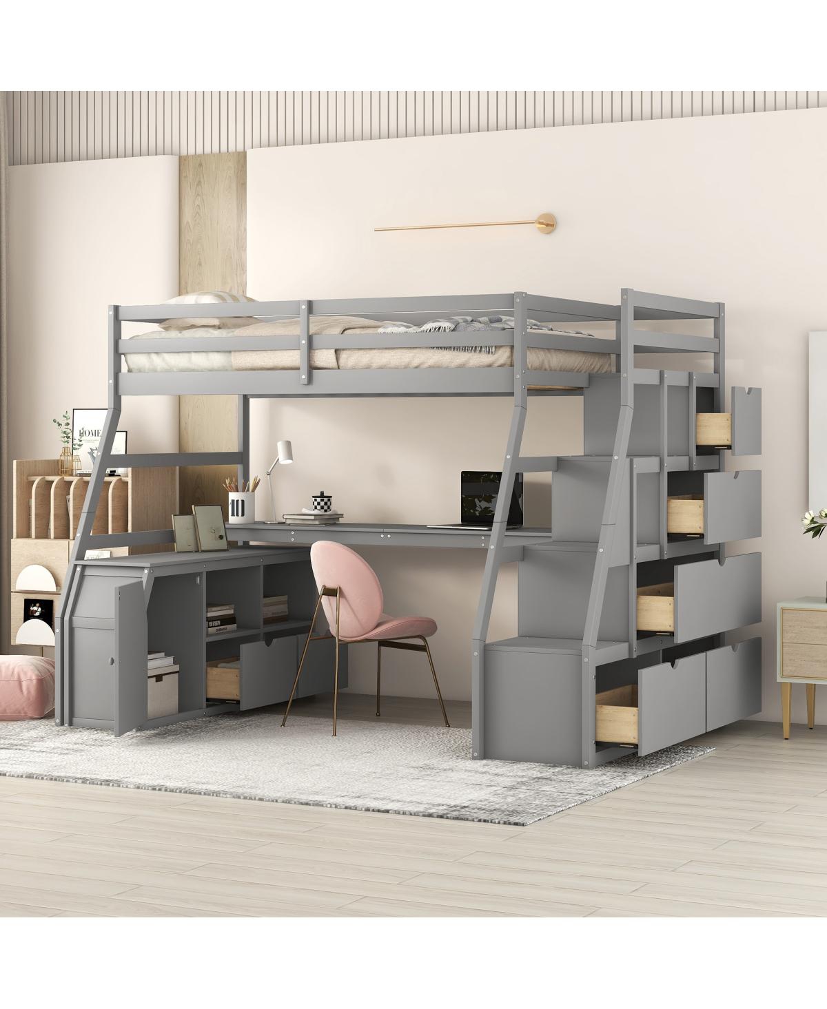 Click here for Streamdale Furniture Loft Bed with 7 Drawers 2 She... prices